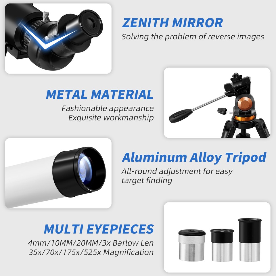 700mm Astronomical Telescope 525X with Phone Adapter for Beginner Moon ...