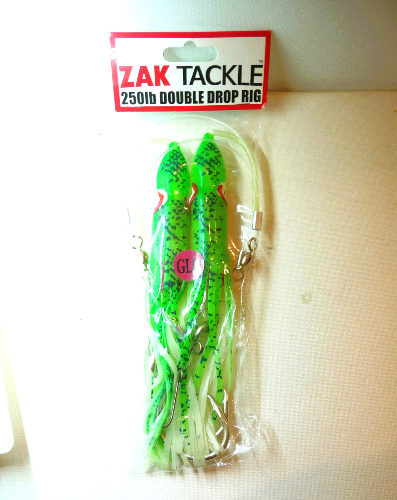 ZAK Tackle Mono Double Drop w/Squid Rigs, Halibut ~ Green/Glow | eBay