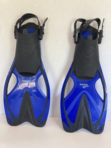 Swim Fins Flippers Speedo Dive Small Med (6-8) Blue Black Open Back ...