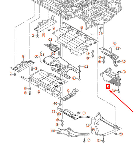 2013-2017 Audi Q5 8R Centre Left Underbody Cover | 8R0825215C | Genuine OEM