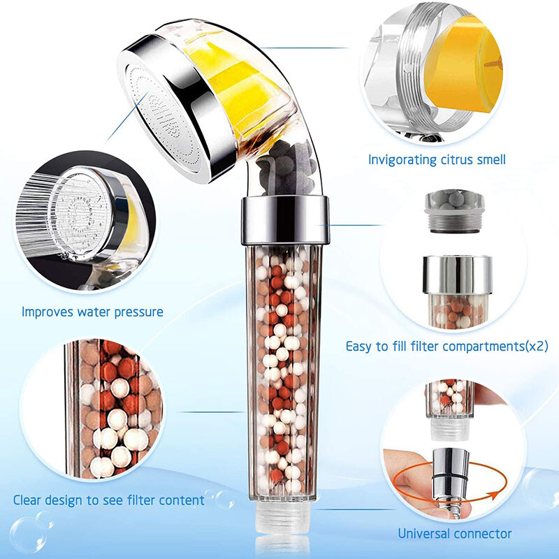 Aroma Shower Head Filter Purifier Sprayer Set VC Water Softener Remove ...