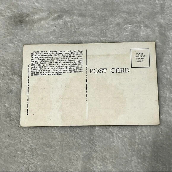 Postcard Col Drake Monument Drake Memorial Park Titusville Pennsylvania ...
