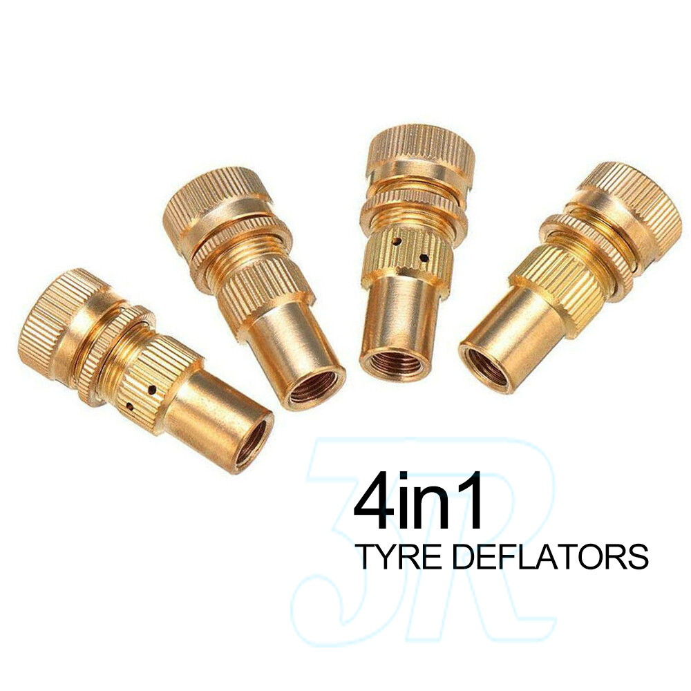 Tyre Deflators x4 Brass Air Deflator 0-60PSI Tire Valve Core Tool 4WD ...
