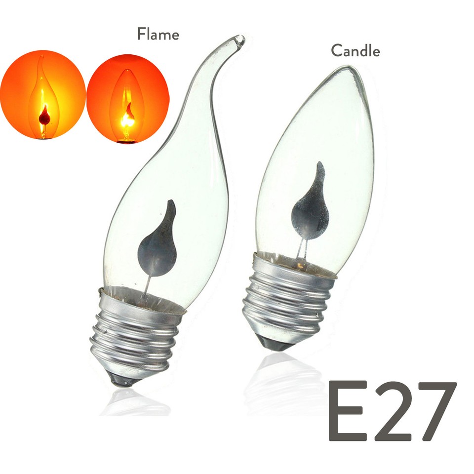 E14 E27 3W Edison Filament Candle Flicker Light Bulb Fire Flame Tail ...