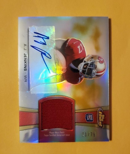 2012 Topps Finest Autograph Patch Gold Refractor /75 A.J. Jenkins #AJJ ...
