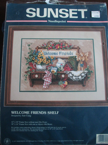 Sunset Needlepoint Welcome Friends Shelf KIT opened | eBay