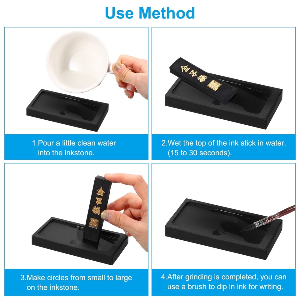 4 Inch Chinese Calligraphy Inkstone with Ink Stick, Round Ink Stone ...