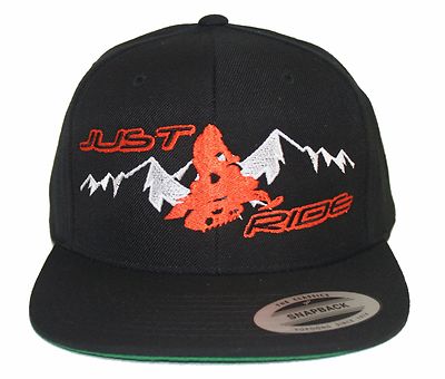 JUST RIDE SNOWMOBILE SLED HAT FLAT BILL SNAPBACK CAP YAMAHA SKI DOO ...