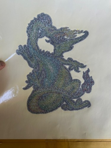 Original Vintage Glitter Dragon Iron On Transfer - Gem