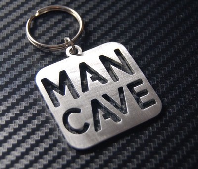 MAN CAVE Keyring Keychain Shed Garage Room Male Retreat Space Home Den ...