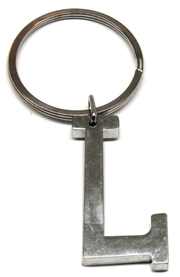 Chrome Silver Large L Initial/ Letter Monogram Keycha… - Gem