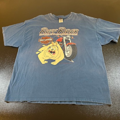 Vintage Harley-Davidson Ruff Rider Graphic Tee Looney Tunes Y2K Cartoon ...