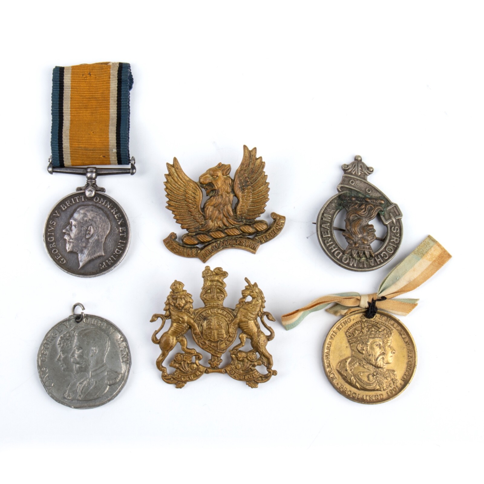 WW1 Army Medal - Lot of 6 British and Scottish Medals and Badges PTE G ...