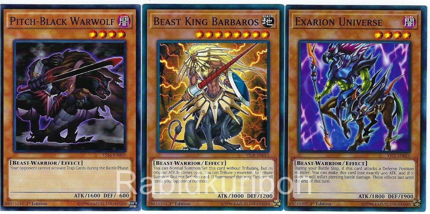 Yugioh Exarion Universe Beast King Barbaros Pitch-Black Warwolf Beast ...