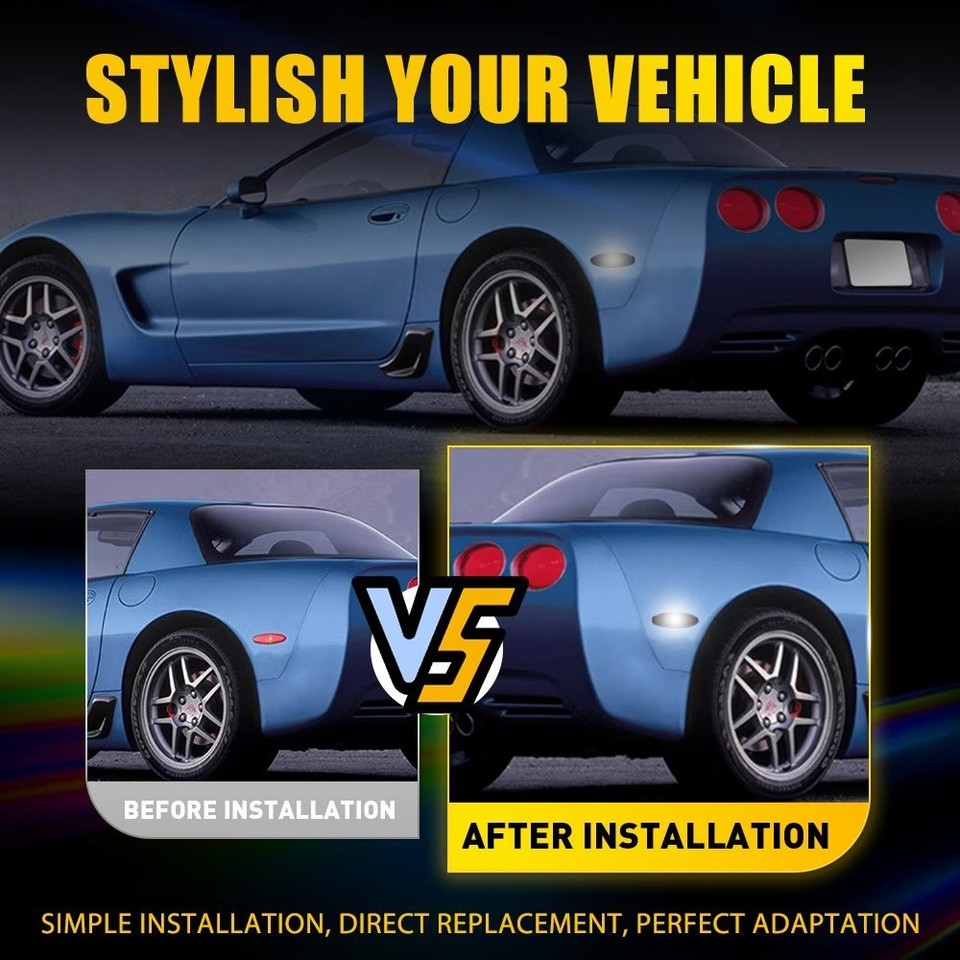 For 1997-2004 Chevrolet Chevy Corvette C5 Smoked Rear LED Side Marker ...