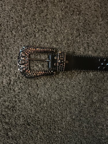 bling belt, black ,with skulls ,XL ,light used ,hot topic ,rhinestones ...