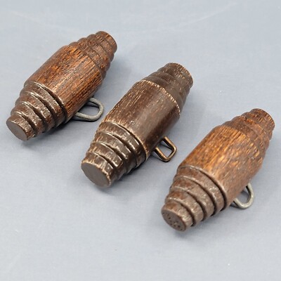 3 Vintage Brown Wooden Toggle Buttons with Metal Shanks | eBay