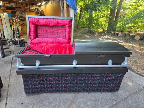 Halloween Prop and/or All Purpose Adult Size Plush Lined Real Casket ...