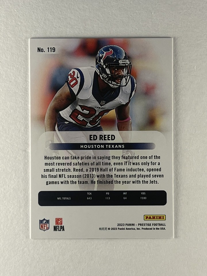 Ed Reed #119 2023 Panini Prestige Houston Texans | eBay