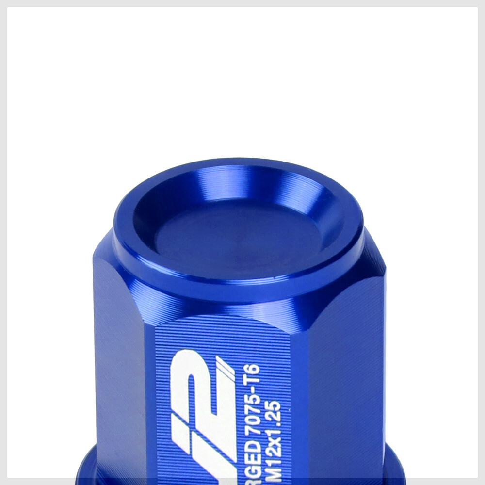 [J2 Engineering] 20x 12mmx1.25{CLOSED END}Blue 35mm Wheel Rim Lug Nut w ...