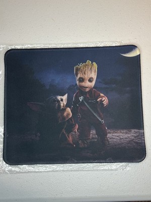 Guardians Of The Galaxy Groot And Mandalorian Yoda Mouse Pad Star Wars ...