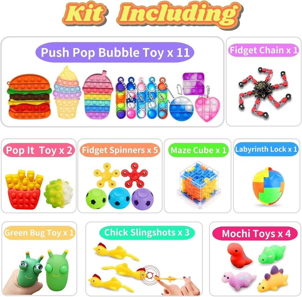 59PCS Fidget Toy Set, Fidget Toys Pack, Relief Stress Green Bug Toy ...