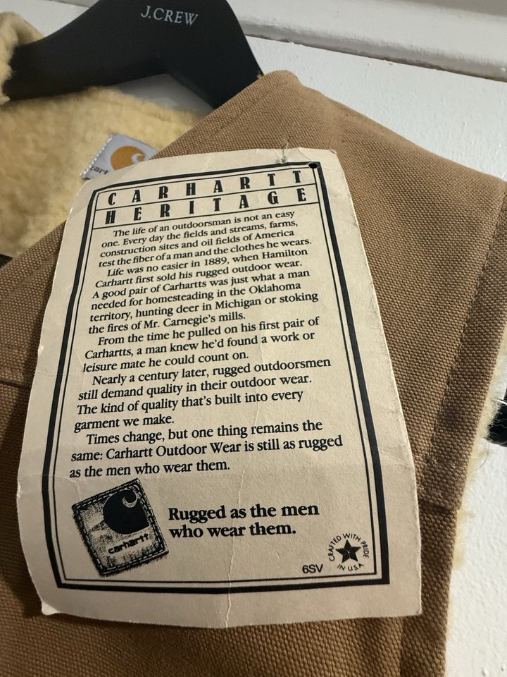 VTG 90s Carhartt Sherpa Lined Canvas Work wear Vest Size S Small USA ...