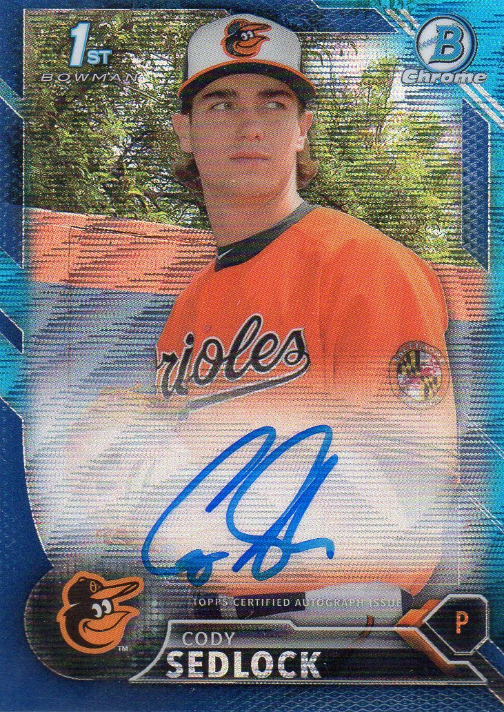 2016 Bowman Chrome Draft Cody Sedlock Blue Wave Refractor Autograph 106 ...