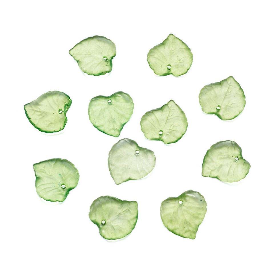 100pcs Transparent Acrylic Leaf Green Pendants Charm For Necklace ...