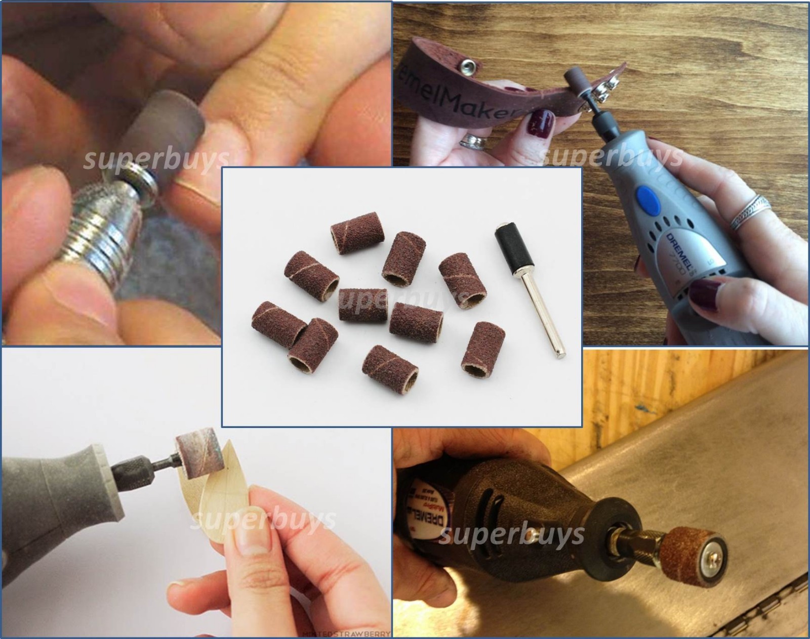 11pc 120 Grit Sanding Band Drum Mandrel Sand Paper For Rotary Drill Bit ...