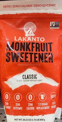Lakanto Monkfruit Sweetener 1:1 Sugar Substitute Keto Non-GMO White 28. ...