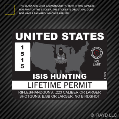 United States ISIS Hunting Permit Sticker Decal Self Adhesive Vinyl ...