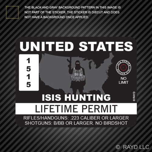 United States ISIS Hunting Permit Sticker Decal Self Adhesive Vinyl ...