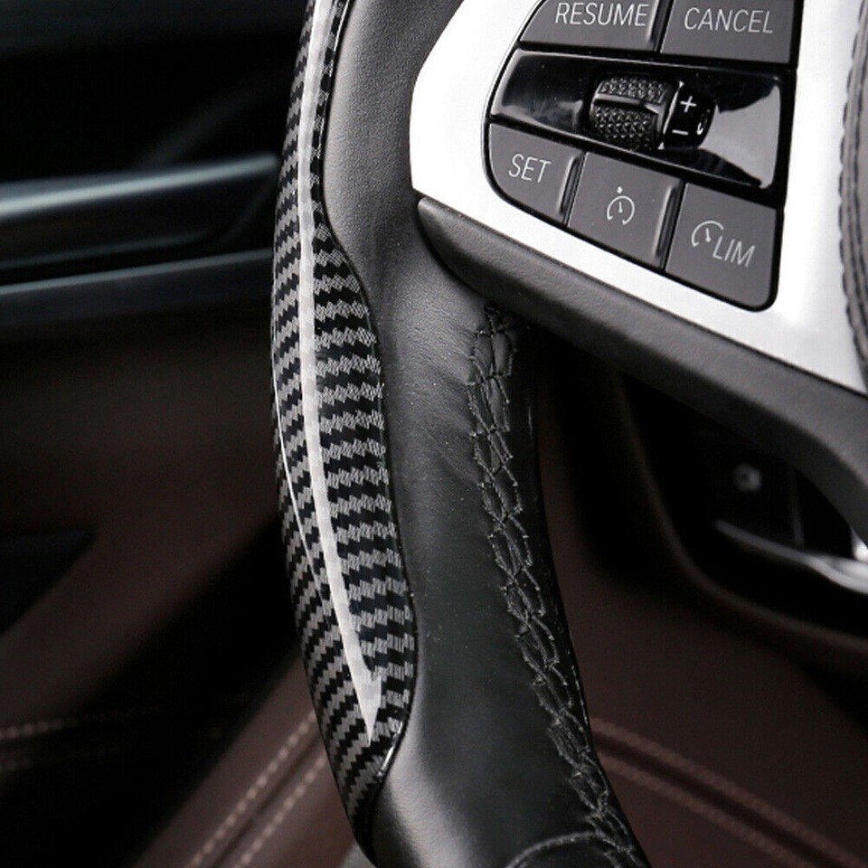 2x Non-Slip Car Steering Wheel Booster Cover Carbon Fiber Universal ...
