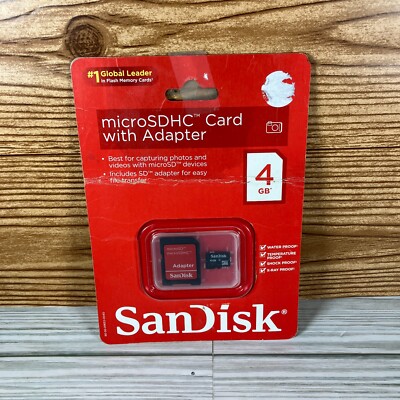 SanDisk SDHC Secure Digital High Capacity Card 4GB Class 4 Camera ...