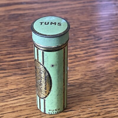Tums Push Bottom Vintage Advertising Tin Embossed Cap Ad Display ...