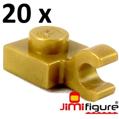 NEW 20 x LEGO 1x1 Modified Plate w Clip Horizontal Grip Pearl Gold ...