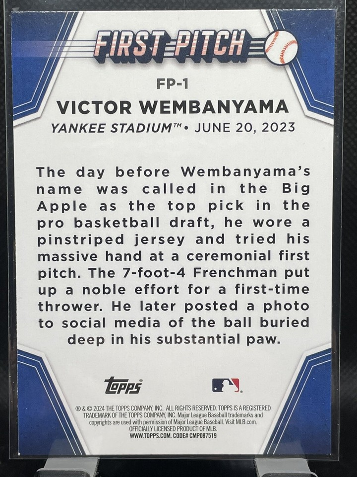 2024 Topps Series 2 #FP-1 Victor Wembanyama First Pitch Wemby RC ...