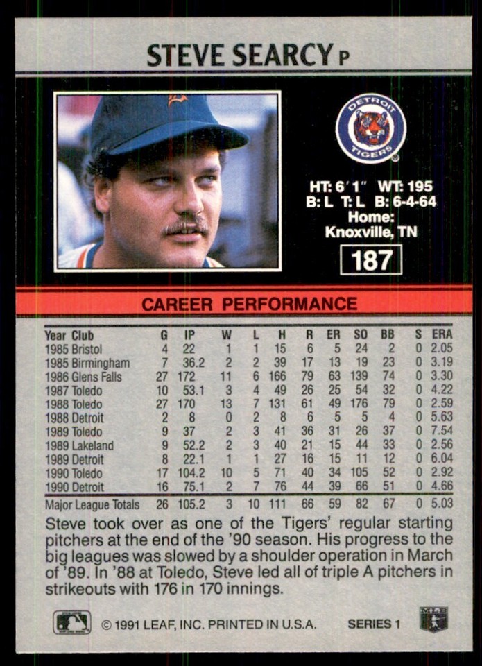 1991 Leaf Steve Searcy Baseball Cards #187 | eBay