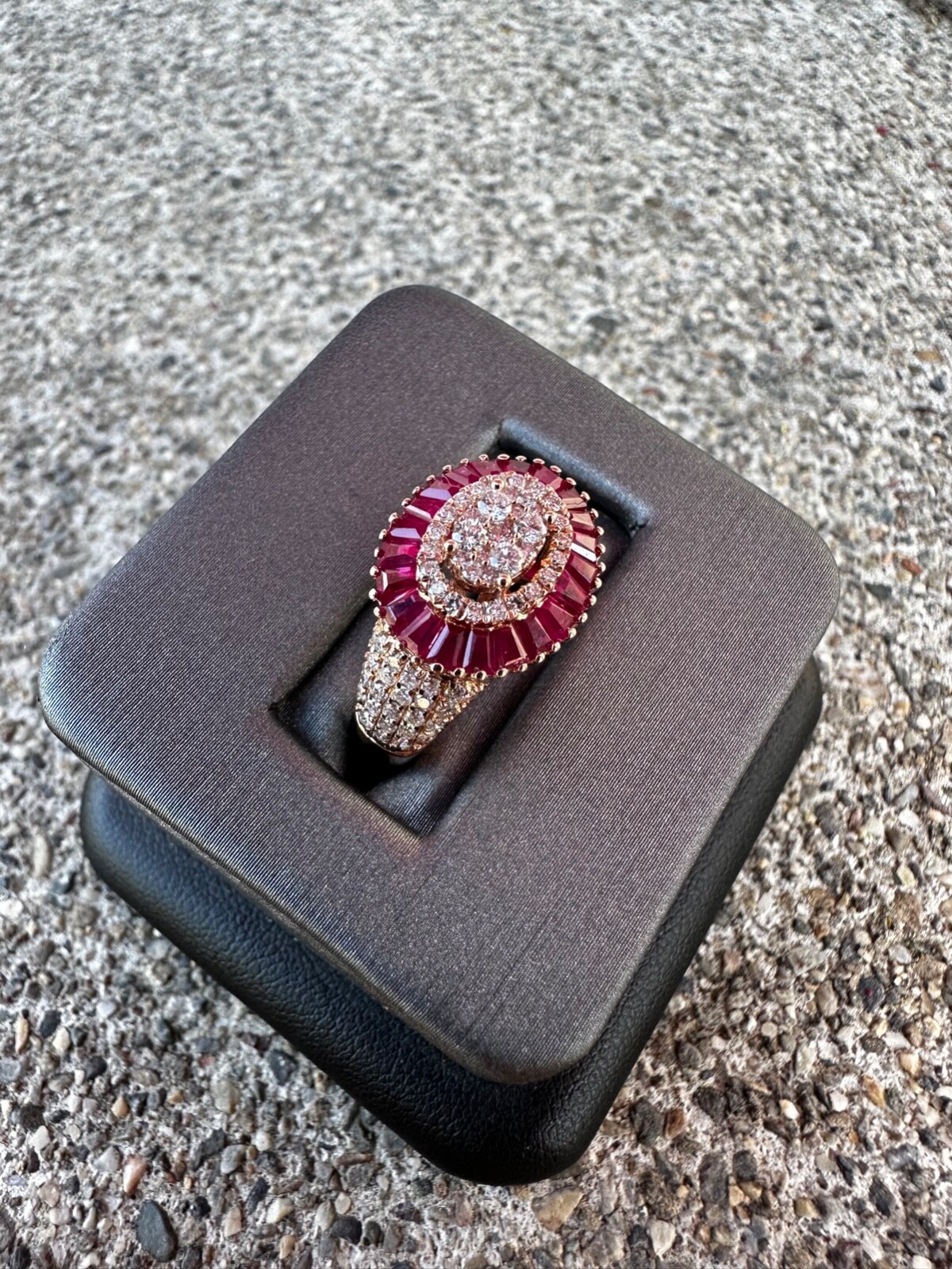 Effy 14K Rose Gold Ruby 1-5/8cttw & Diamond 5/8cttw Baguette Cluster ...