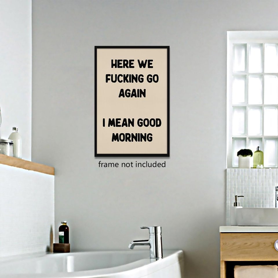 Funny Kitchen Quote Wall Art, Black Beige Wall Art, Typography Poster ...