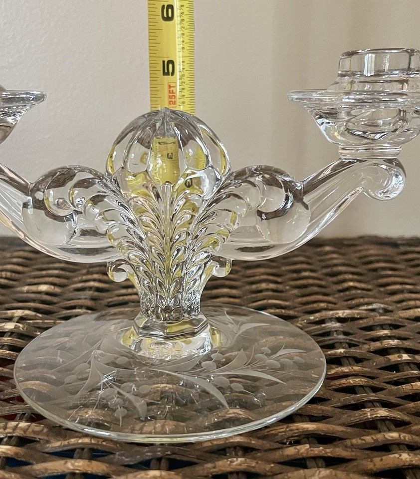 Pair Of Fostoria Cynthia Double Stick Candle Holders Elegant | eBay