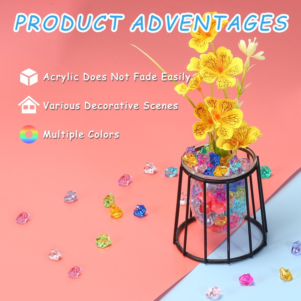 800pcs Fake Ice Rocks Acrylic Pink Red Fake Crystals Ice Diamonds | eBay