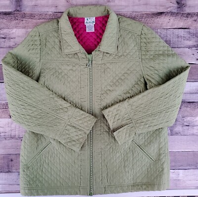 The Quacker Factory Jacket Sz XL Light Green Women's Quilted Rhinestone ...