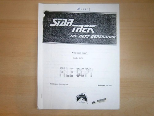 GENUINE PARAMOUNT STAR TREK TNG DIALOGUE CONTINUITY SCRIPT FROM THE ...