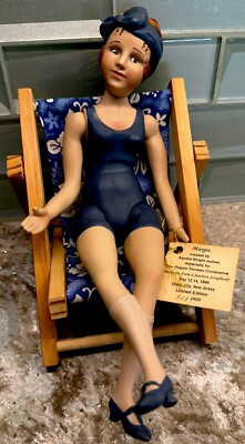 Vtg 1994 Porcelain Beach Doll with Chair Sandra Justiss #323/400 UFDC ...