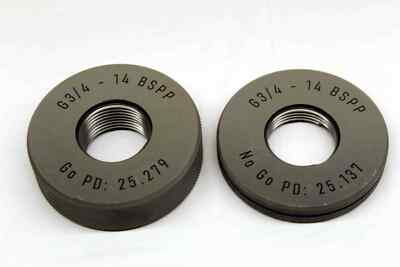 NEW G 3/4 14 BSPP SOLID PIPE THREAD RING GAGE .75 GO NO GO PD'S = 25. ...