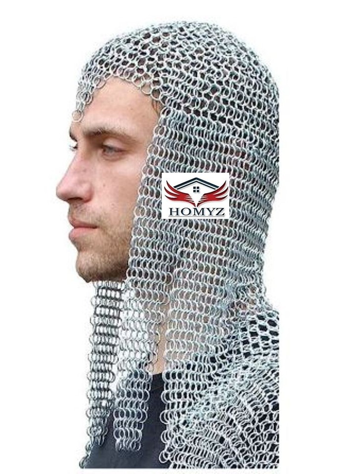 Medieval Warrior Chainmail Coif Armor Open Neck Coif Hood | eBay