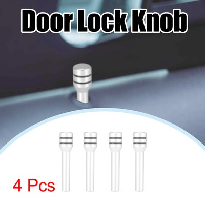 4 Pcs Aluminum Interior Door Locking Lock Knob Pull Pins Cover Silver ...