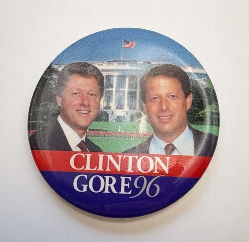 Vintage Clinton Gore Presidential Campaign Pinback Button 1996 White ...